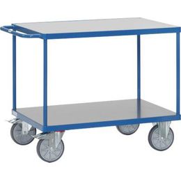 Tischwagen Fetra&reg;, 2 Etagen, Lenk- & Bockrollen, bis 600 kg, Ladefl&auml;chen aus Hart-PVC mit L 1200 x B 800 mm