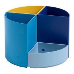 Stiftebox Exacompta BEE BLUE The Quarter, modulare Kreisform, 3 gleich hohe & 1 niedriges Viertel, stapelbar, Kunststoff, mehrfarbig