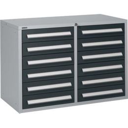 Sch&auml;fer Shop Sch&auml;fer Shop Select Schubladenschrank SF 120, 12 Sch&uuml;be mit Etikettenschildern, abschlie&szlig;bar, B 1055 x T 500 x H 723 mm, wei&szlig;aluminium RAL 9006/anthrazitgrau RAL 7016