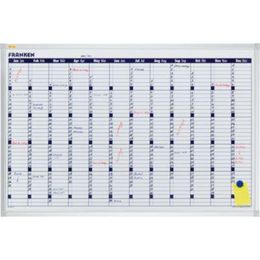 Franken Kalender X-tra!Line VO-12, Jahres&uuml;bersicht, magnethaftend, Ablageschale, B 900 x H 600 mm, Stahl & Aluminium, wei&szlig;