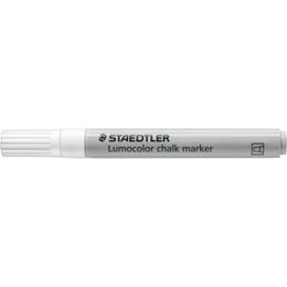 Kreidemarker Staedtler Lumocolor&reg;, Rundspitze, Schreibfarbe wei&szlig;, Strichbreite 2,4 mm, f&uuml;r glatte Oberfl&auml;chen, Fl&uuml;ssigkeit auf Wasserbasis