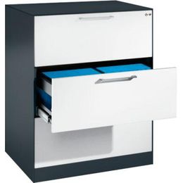 H&auml;ngeregistraturschrank ASISTO C 3000, 3 Schubladen, 2-bahnig, B 800 mm, anthrazit/wei&szlig;