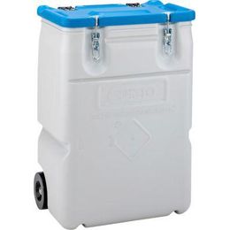 Mobil-Box CEMO, Volumen 170 l, f&uuml;r feste Gefahrstoffg&uuml;ter Verpackungsgruppe II und III, konform mit ADR/RID/IMDG Code, Klappdeckel, PE, grau/blau