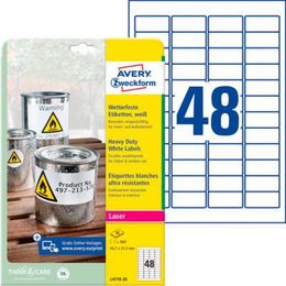 Avery Zweckform Wetterfeste Folienetiketten L4778-20, A4, 960 Etiketten, wei&szlig;
