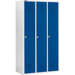 Sch&auml;fer Shop Sch&auml;fer Shop Select Kleiderspind mit 3 Abteilen, Zylinderschloss, lichtgrau/enzianblau