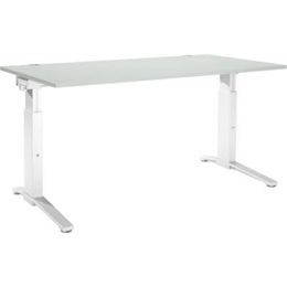 Sch&auml;fer Shop Sch&auml;fer Shop Genius Schreibtisch ERGOSTYLE S, manuell h&ouml;henverstellbar, Rechteck, C-Fu&szlig;, B 1600 x T 800 x H 675-895 mm, lichtgrau/wei&szlig;