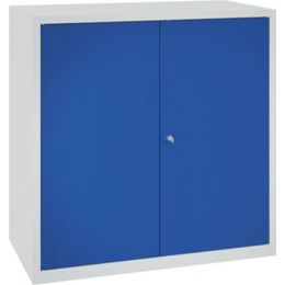 Werkzeugschrank, Sicherheitsschloss, 2 Einlegeb&ouml;den & 1 Schublade, B 1000 x T 500 x H 1000 mm, Stahlblech, lichtgrau/enzianblau
