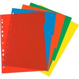 Herlitz Ringbuchregister, DIN A4, blanko, Eurolochung, Polypropylen-Folie, farbsortiert, 5-teilig