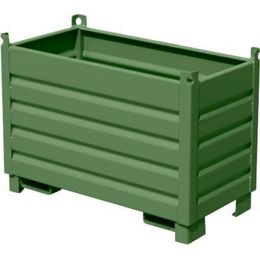 Bauer Sammelbeh&auml;lter-System SBS 500, L 600 x B 1200 x H 850 mm, bis zu 3-fach stapelbar, lackiert, mit Transportwagen, resedagr&uuml;n RAL 6011