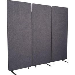 Akustik-Raumteiler Luxor, 3 Paneele, mit Standf&uuml;&szlig;en, ca. 19 kg, Gesamtma&szlig;e B 1830 x T 35 x H 1680 mm, recycelte Materialien, schiefergrau