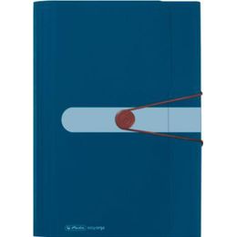 Herlitz F&auml;chermappe, A4, Recycling-PP-Folie, 12 F&auml;cher + Visitenkarten-Tasche, dunkelblau
