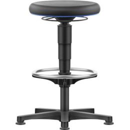Allround Hocker bimos, sitzh&ouml;henverstellbar 560-810 mm, mit Gleiter & Fu&szlig;ring, SKINTEC-Polster, abwaschbar, extrem robust, Farbring blau