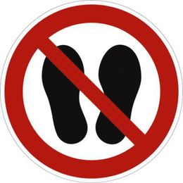 moedel Hinweisschild &bdquo;Betreten der Fl&auml;che verboten&ldquo;, EN ISO 7010, bis 8 m, selbstklebend, &Oslash; 200 mm, Kunststoff, rot-schwarz-wei&szlig;