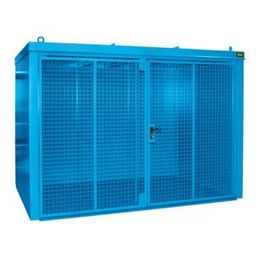 Gasflaschencontainer Bauer GFC-B M4, B 1570 x T 3120 x H 2295, f&uuml;r 60 Gasflaschen, feuerbest&auml;ndig, abschlie&szlig;bar, blau