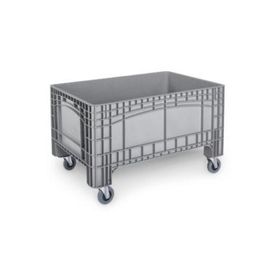 Transport-und Stapelbeh&auml;lter Noah, ohne Deckel, Boden & W&auml;nde geschlossen, Volumen 354 l, Traglast bis 300 kg, Lenk- & Bockrollen, L 1200 x B 800 x H 730 mm, lebensmittelechtes Polyethylen, grau