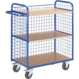 ROLLCART Etagenwagen, m. Gitterw&auml;nden, 3-seitig, 35 kg