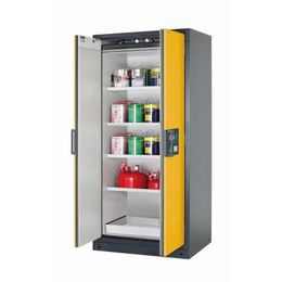 Sicherheitsschrank Typ 90 ASECOS Q-CLASSIC-90, Fl&uuml;gelt&uuml;ren, Front Sicherheitsgelb, B 893 x T 615 x H 1953 mm