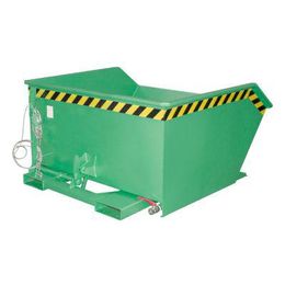 Bauer Kippbeh&auml;lter GU-E 750, mit Siebblech & Ablasshahn, &ouml;l-/wasserdicht, staplertauglich, B 1280 x T 1440 x H 680 mm, resedagr&uuml;n RAL 6011