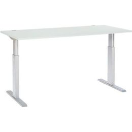 Sch&auml;fer Shop Sch&auml;fer Shop Select Schreibtisch ERGO-T, elektrisch h&ouml;henverstellbar, Rechteck, T-Fu&szlig;, B 1800 x T 800 x H 725-1185 mm, lichtgrau/wei&szlig;aluminium