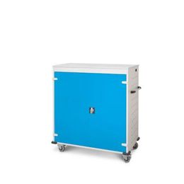 Laptopwagen mit Ladefunktion, 2-Punkt-Verriegelung, Feststellbremse, 30 F&auml;cher, B 1310 x T 500 x H 1250, lichtblau