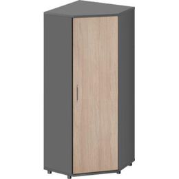 Sch&auml;fer Shop Sch&auml;fer Shop Genius Eckschrank TETRIS WOOD, 5 OH, B 800 x H 1910 mm, H&ouml;he inkl. Gleiter, graphit/Eiche