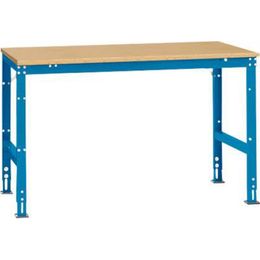 Manuflex Arbeitstisch UNIVERSAL Standard, 1500 x 1000 mm, Multiplex natur, lichtblau
