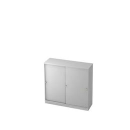 Schiebet&uuml;renschrank, 3 OH, B 1200 x T 400 mm, lichtgrau