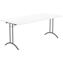Sch&auml;fer Shop Sch&auml;fer Shop Select Klapptisch, Rechteck, Doppel-T-Fu&szlig;gestell, Spezial-Klappbeschlag & Bodenausgleich, B 1800 x T 800 x H 720 mm, wei&szlig;/anthrazit