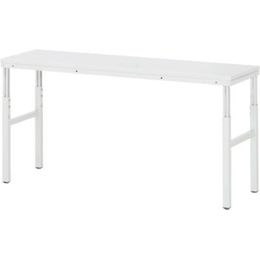 Rau Basistisch Serie E, manuell h&ouml;henverstellbar, 22 mm Spanplatte mit Melaminbelag, bis 450 kg, B 1500 x T 900 x H 650-1000 mm, lichtgRau