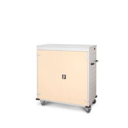 Laptopwagen mit Ladefunktion, 2-Punkt-Verriegelung, Feststellbremse, 30 F&auml;cher, B 1310 x T 500 x H 1250, hellelfenbein