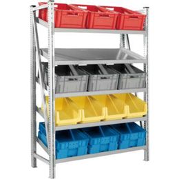 Sch&auml;fer Shop Komplettregal R 7000, 5 schr&auml;ge Fachebenen, T 600 x B 995 mm