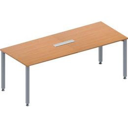 Sch&auml;fer Shop Sch&auml;fer Shop Genius Konferenztisch MODENA FLEX, 6-fach Anschluss, Rechteck, 4-Fu&szlig; Quadratrohr, B 2000 x T 800 x H 720-840 mm, Buche/wei&szlig;alu