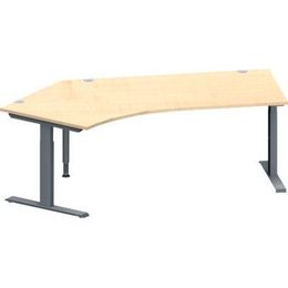 Sch&auml;fer Shop Sch&auml;fer Shop Genius Winkelschreibtisch MODENA FLEX, 135&deg; Winkel links, T-Fu&szlig; Rechteckrohr, B 2165 x T 800/800 x H 650-850 mm, Ahorn/anthrazit