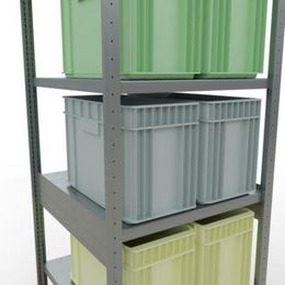 SCHULTE LAGERTECHNIK Fachbodenregal-Stecksystem MULTIplus 250, Grundregal, L&auml;ngenriegel, 2500x750x800 mm, 6 B&ouml;den, verzinkt