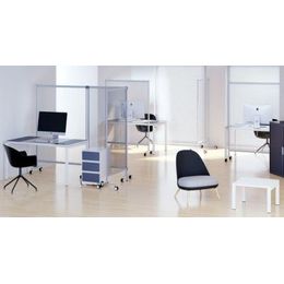 PAPERFLOW Mobile Spuckschutz-Doppeltrennwand Modell A, Acrylglas, St&auml;rke 3 mm, B 1715 x T 390 x H 1800 mm, mit Rollen