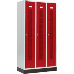 Sch&auml;fer Shop Sch&auml;fer Shop Select Kleiderspind, mit gelochten Streifen, 3 Abteile, 300 mm, mit Sockel, Drehriegelverschluss, T&uuml;r rubinrot