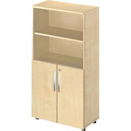 Sch&auml;fer Shop Sch&auml;fer Shop Select Kombischrank LOGIN, oben 2 Regale, unten 2 Ordnerh&ouml;hen mit T&uuml;ren, B 800 x T 420 x H 1514 mm, Ahorn Dekor/Ahorn Dekor