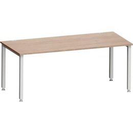 Sch&auml;fer Shop Schreibtisch MODENA FLEX, Quadrat, 4-Fu&szlig; Quadratrohr, B 1800 x T 800 x H 720-820 mm, Eiche/wei&szlig;aluminium