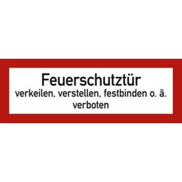 moedel Hinweisschild &bdquo;Rauchschutzt&uuml;r verkeilen, verstellen, festbinden o. &auml;. verboten&ldquo;, DIN 4066, selbstklebend, L 74 x B 210 mm, Folie, rot-schwarz-wei&szlig;