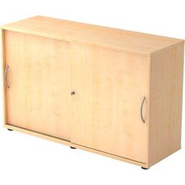 Schiebet&uuml;renschrank TARA, 2 Ordnerh&ouml;hen, B 1200 x T 400 x H 748 mm, abschlie&szlig;- & stapelbar, Ahorn-Dekor