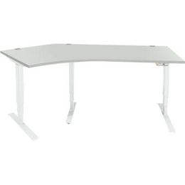 Sch&auml;fer Shop Sch&auml;fer Shop Genius Winkelschreibtisch AERO FLEX, elektrisch h&ouml;henverstellbar, 135&deg; Winkel links, B 2165 mm, lichtgrau/wei&szlig; + Memorypanel