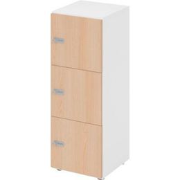 Schlie&szlig;fachschrank Topas Line, 3 Ordnerh&ouml;hen, 3 F&auml;cher, Zahlenschloss, B 400 x T 420 x H 1100 mm, wei&szlig;/Eiche