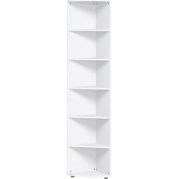 Eckabschlussregal PALENQUE, 6 OH, B 400 x T 400 x H 2160 mm, wei&szlig;