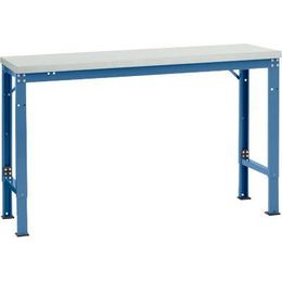 Manuflex Grundtisch UNIVERSAL Spezial, 1500 x 800 mm, Kunststoff lichtgrau, brillantblau