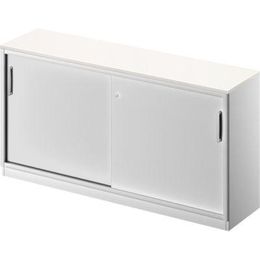 Sch&auml;fer Shop Sch&auml;fer Shop Genius Schiebet&uuml;renschrank TETRIS SOLID, 2 OH, B 1600 mm, inkl. 19 mm Abdeckplatte, wei&szlig;/wei&szlig;alu