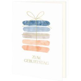 Geburtstagskarte Korsch Zum Geburtstag, mit buntem Motiv & Umschl&auml;gen, Hochformat, B 115 x H 170 mm, Karton, naturwei&szlig;, 10 St&uuml;ck
