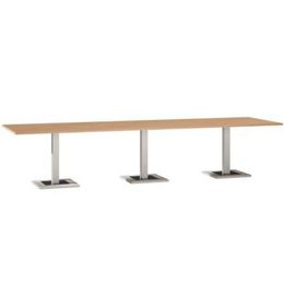 Konferenztisch, bis 12 Personen, Rechteck, Standfu&szlig;, B 3500 x T 1000 x H 720-820 mm, Kirsche Romana/silber