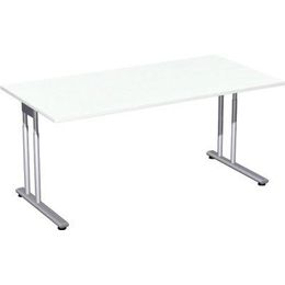 Schreibtisch PALENQUE, C-Fu&szlig;, Rechteck, B 1600 x T 800 x H 680-820 mm, wei&szlig;