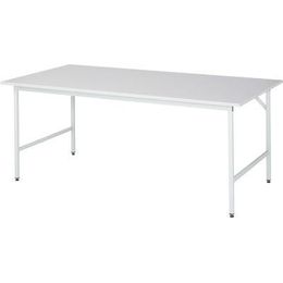 Rau ESD-Arbeitstisch Jerry, manuell h&ouml;henverstellbar, 28 mm Spanplatte mit Melaminbelag, bis 300 kg, B 2000 x T 1000 x H 800-850 mm, lichtgRau