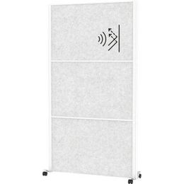 Maul Stellwandsystem Maulconnecto UpLight, 3x Akustikvlies hell, LED-Beleuchtung, Klettverbindung, auf Rollen, H 1800 x B 1000 mm, wei&szlig;